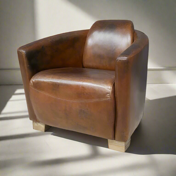 Small Leather Club Chair | Brown Leather Chair | Salon Chair | Chiswick ...