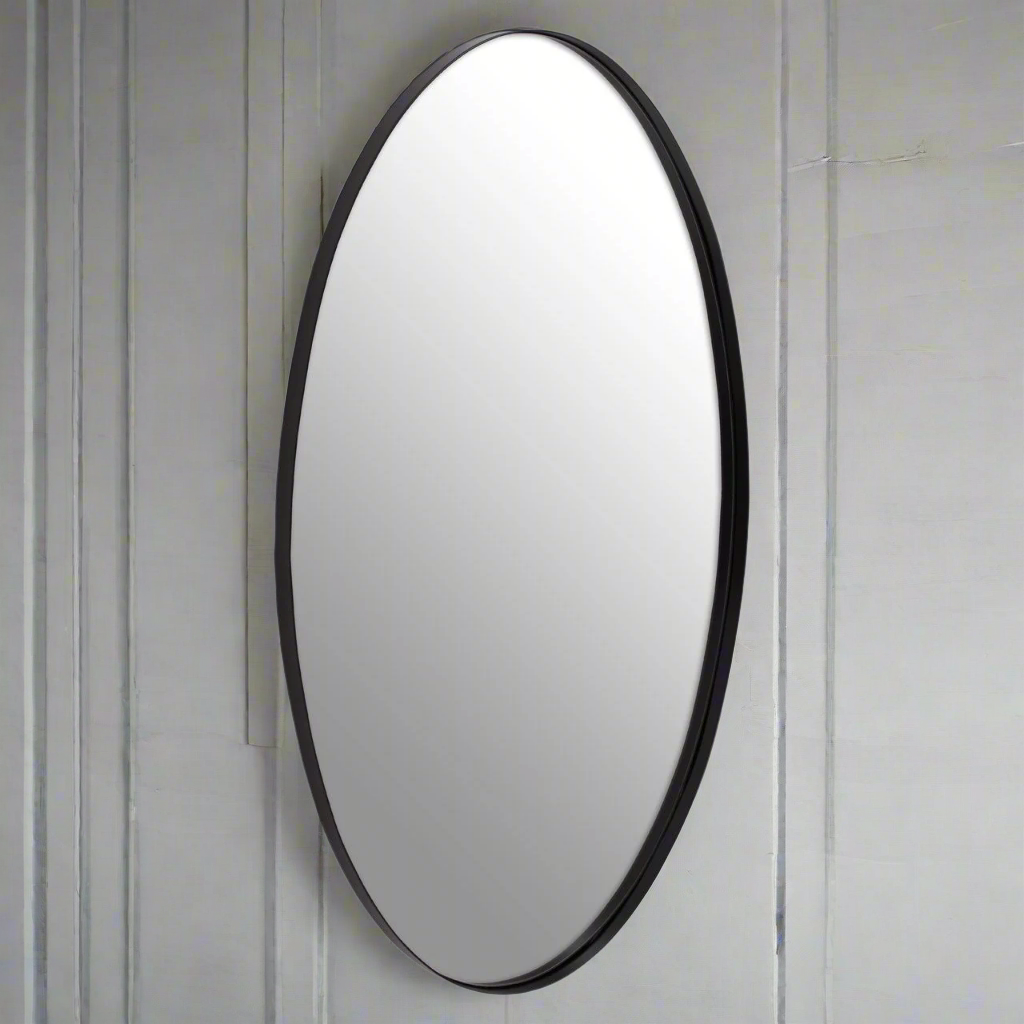 Oval Mirror Black Frame 100cm