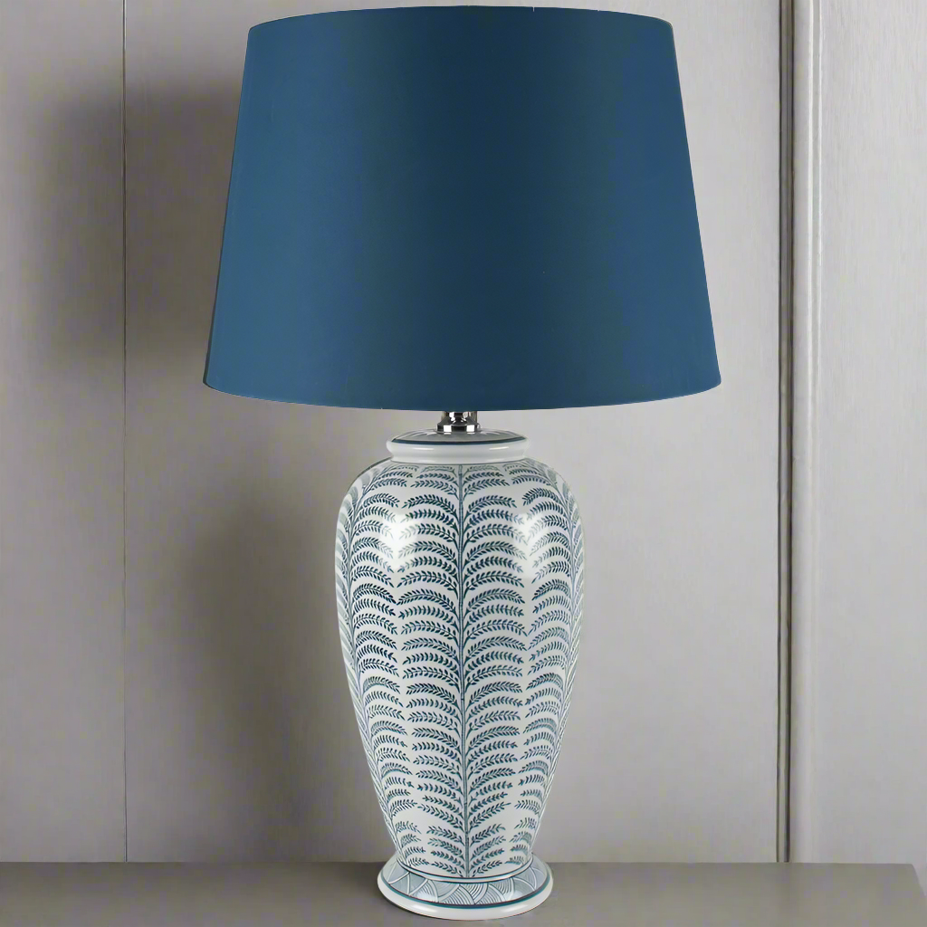 Decorexi I Ceramic Lamp I Tall I Blue Shade I Table Lamps Chiswick Decorexi A World of Interiors