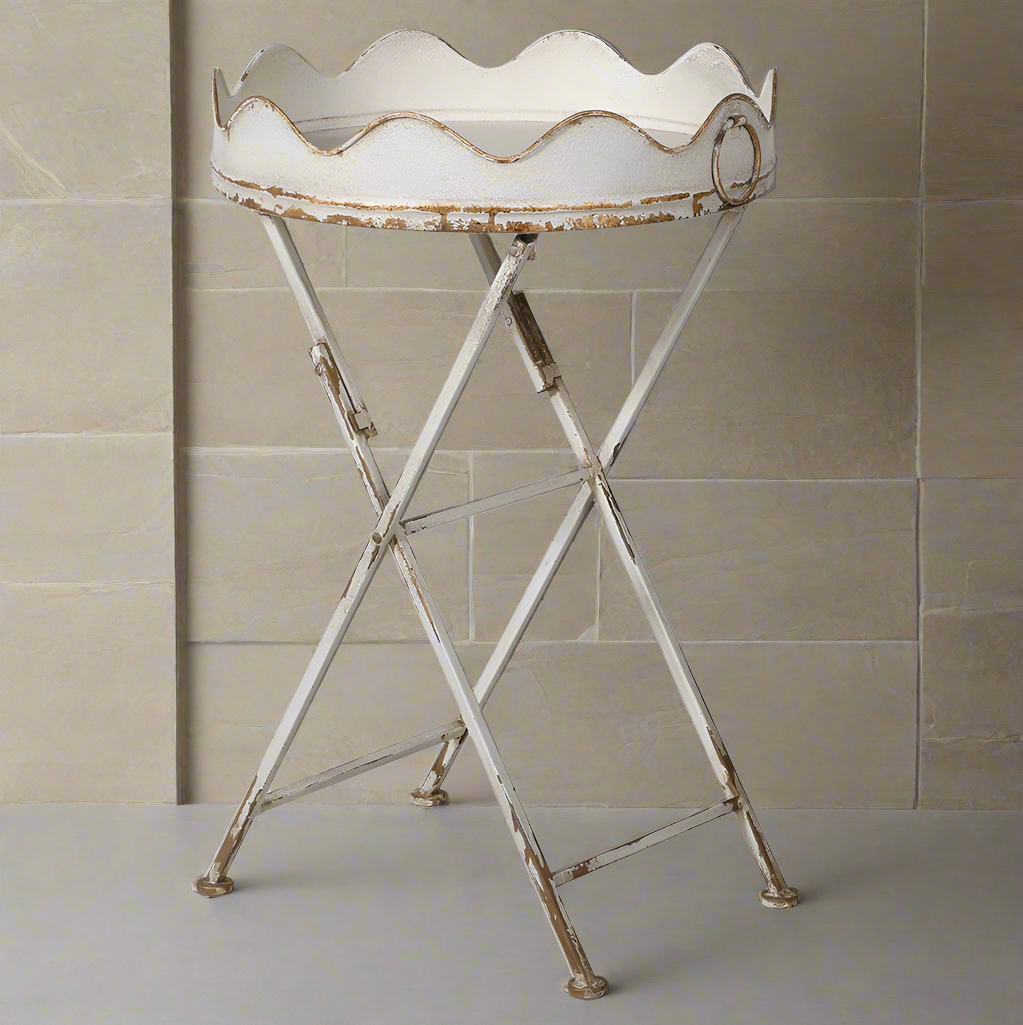 Distressed Metal Table I Folding Side Table I Conservatory Decorexi ...