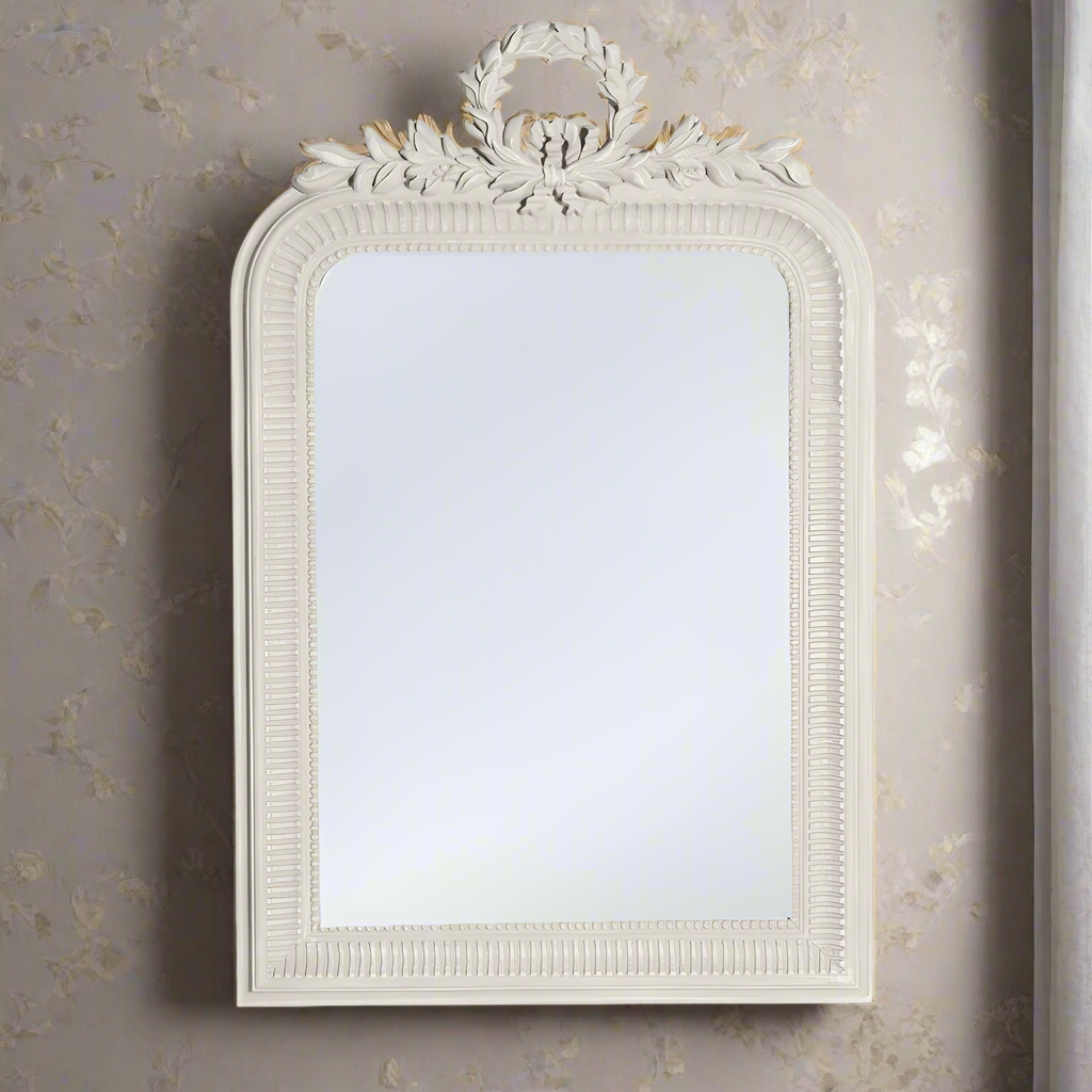 Decorexi Ornate Mirror I Decorative Crest I White Mirror I Chiswick Decorexi A World of Interiors