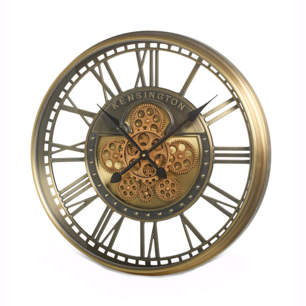Antique Gold Wall Moving Cogs Clock – Kensington Design | Decorexi ...