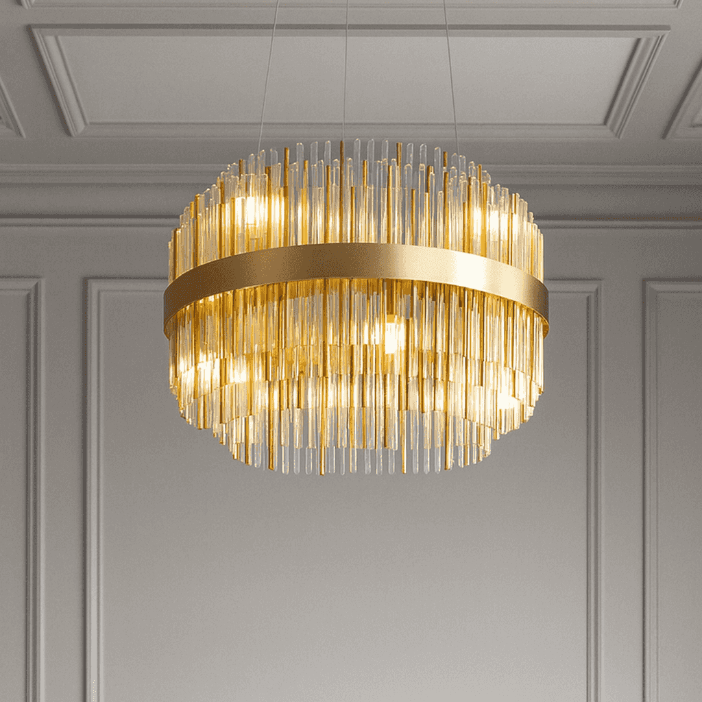 Brushed Gold Glass Rod Pendant Light‑Layer Design | Luxury Lighting ...