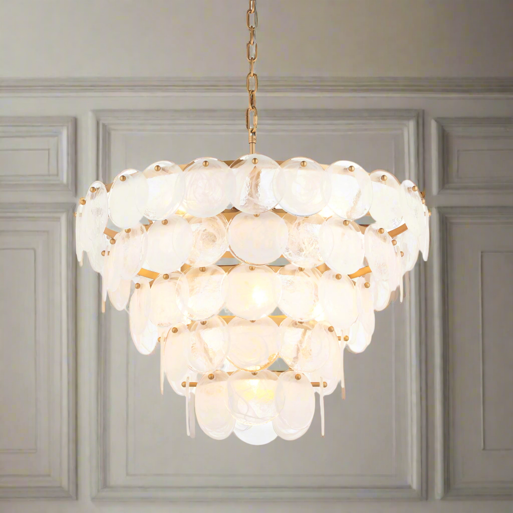 Glass Disc Chandelier - Tiered White & Glass Statement Light |Decorexi ...