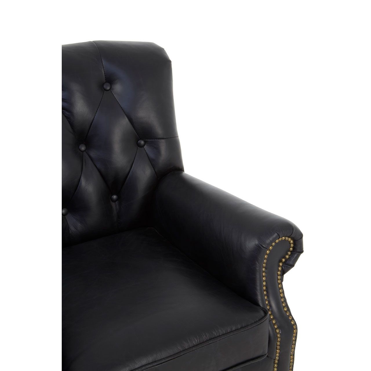 Black leather tufted chair store