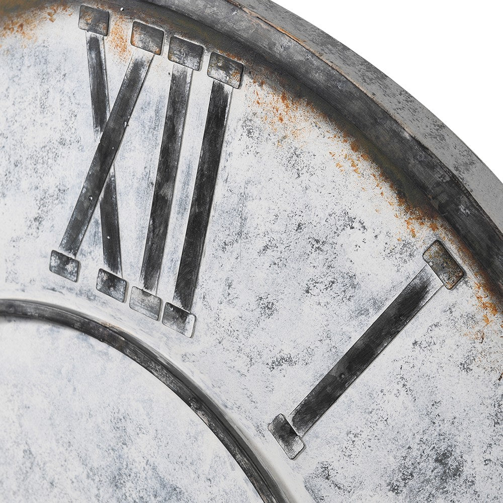 Large Distressed Wall Clock | Galvinised Finish | Industrial Decorexi ...
